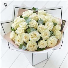 Beautifully Simple Rose Bouquet White Large Hazel Holly Florist Down